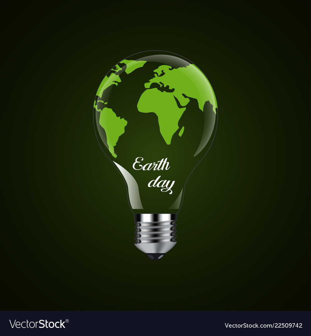 Happy earth day - design light bulb Royalty Free Vector