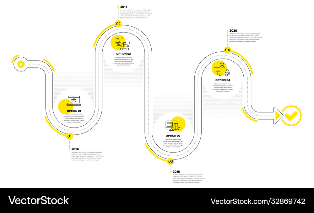 Infographic timeline with icons and 4 steps Vector Image