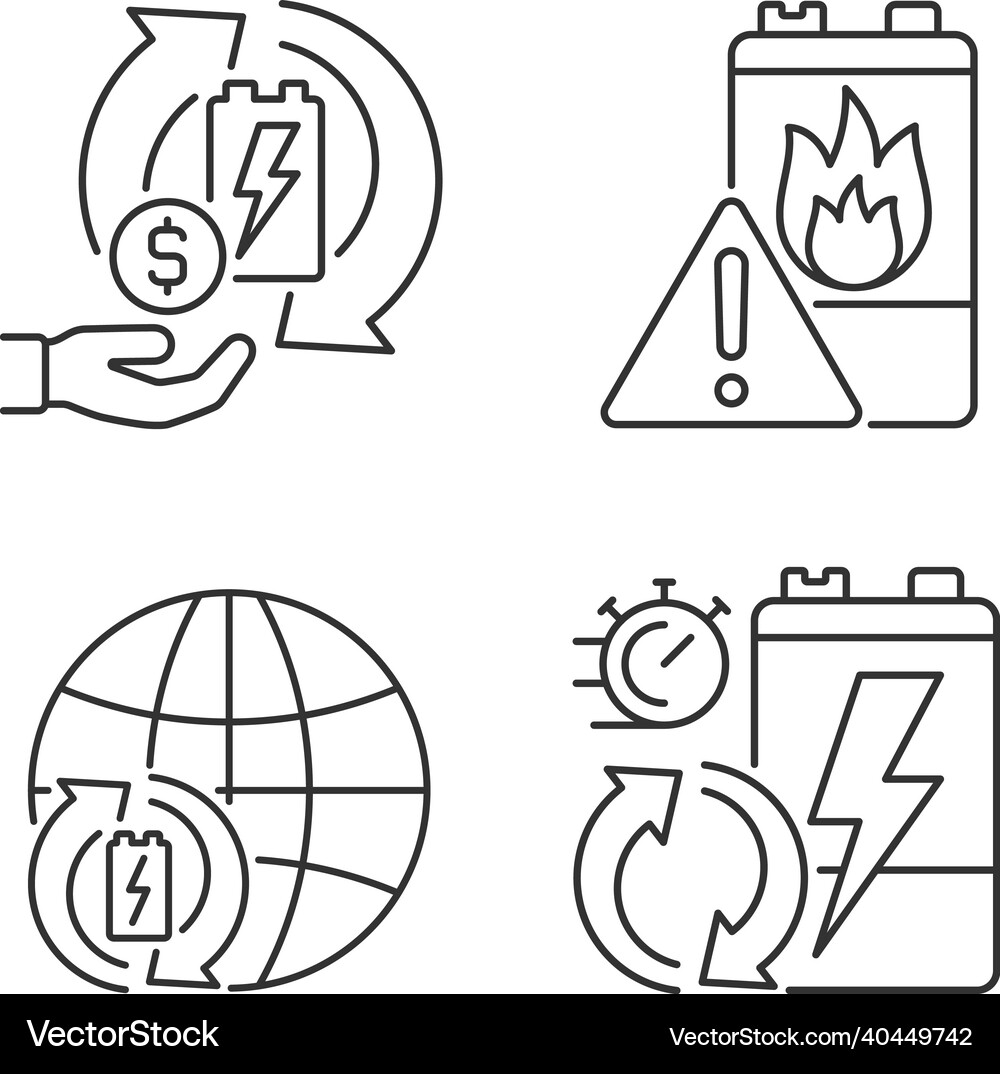 Recycling world industry linear icons set Vector Image