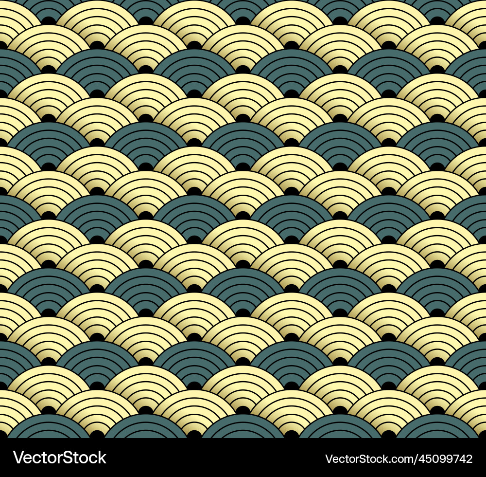 Seamless pattern gold and green abstract scales Vector Image