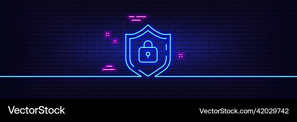 Shield line icon internet protection sign neon Vector Image