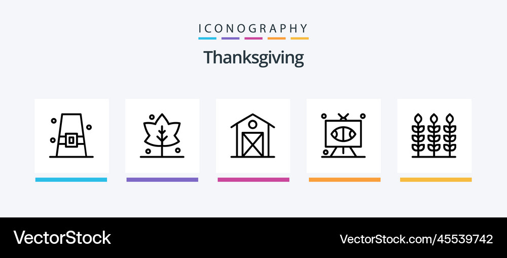 Thanks giving line 5 icon pack including buckle Vector Image
