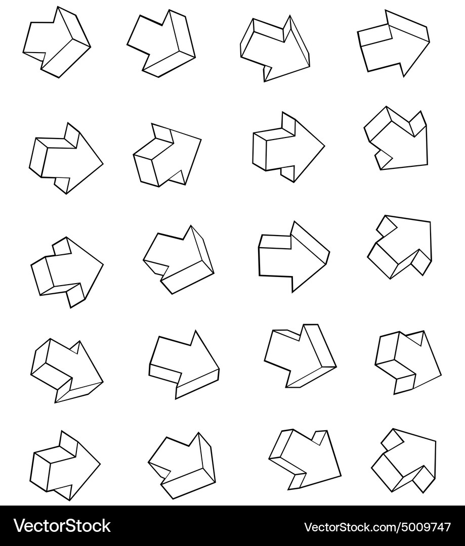 Arrow outline icon collection over white Vector Image