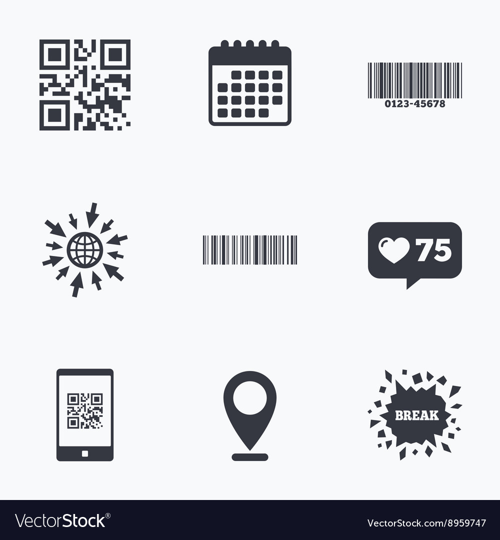 Bar and Qr code icons Scan barcode symbol Vector Image
