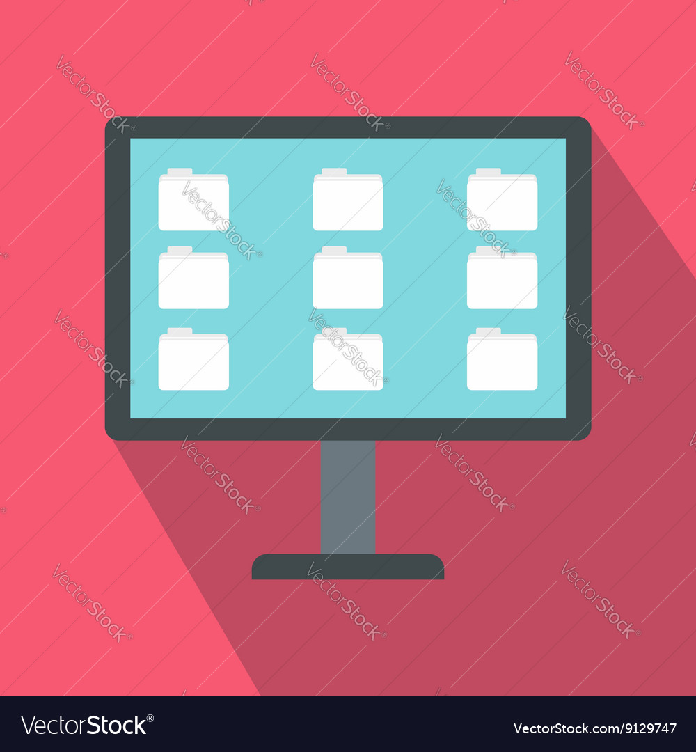 Desktop of computer with folders icon flat style Vector Image