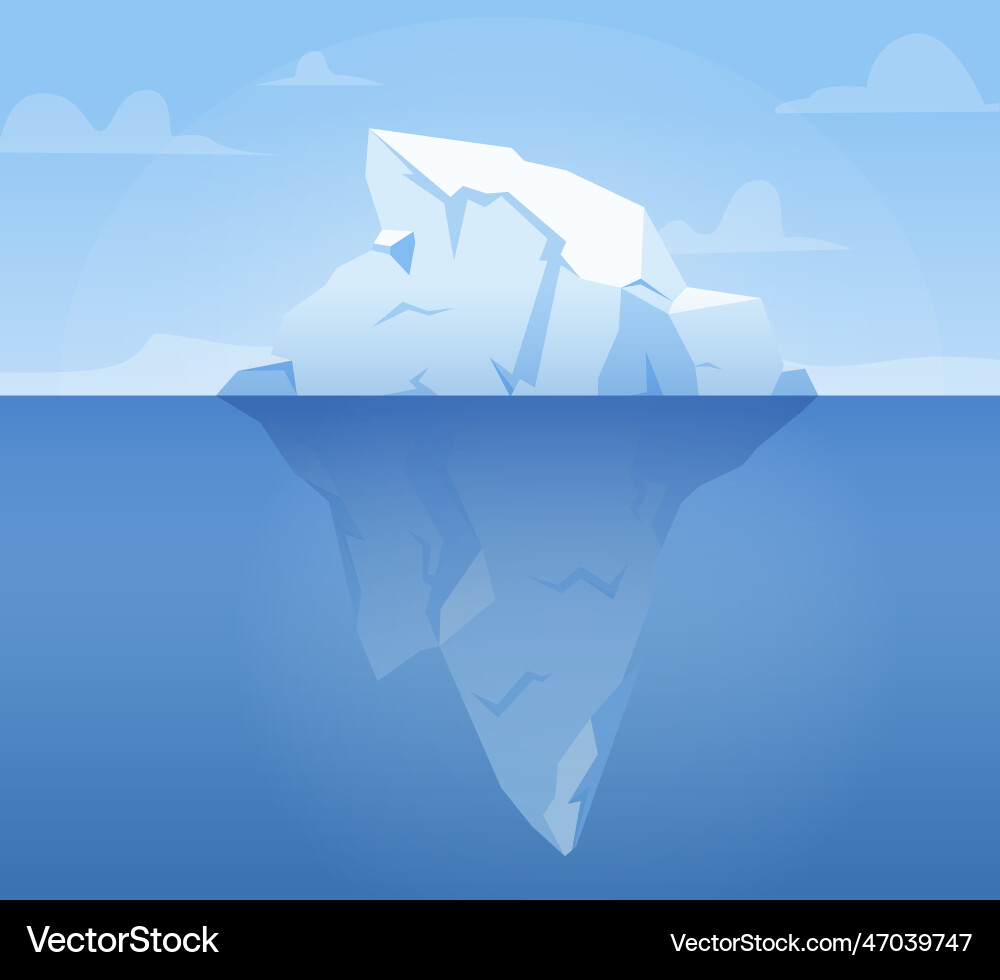 Floating iceberg huge glacier above and under Vector Image