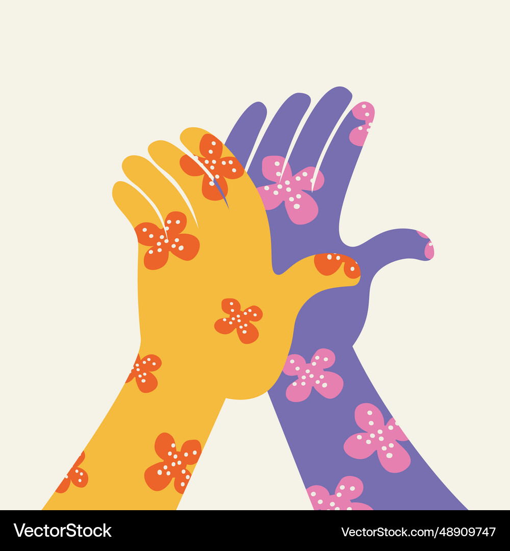 Hands palms clap each other in agreement Vector Image