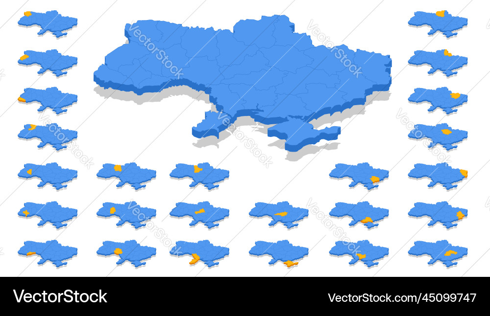Isometric ukraine map is a country Royalty Free Vector Image