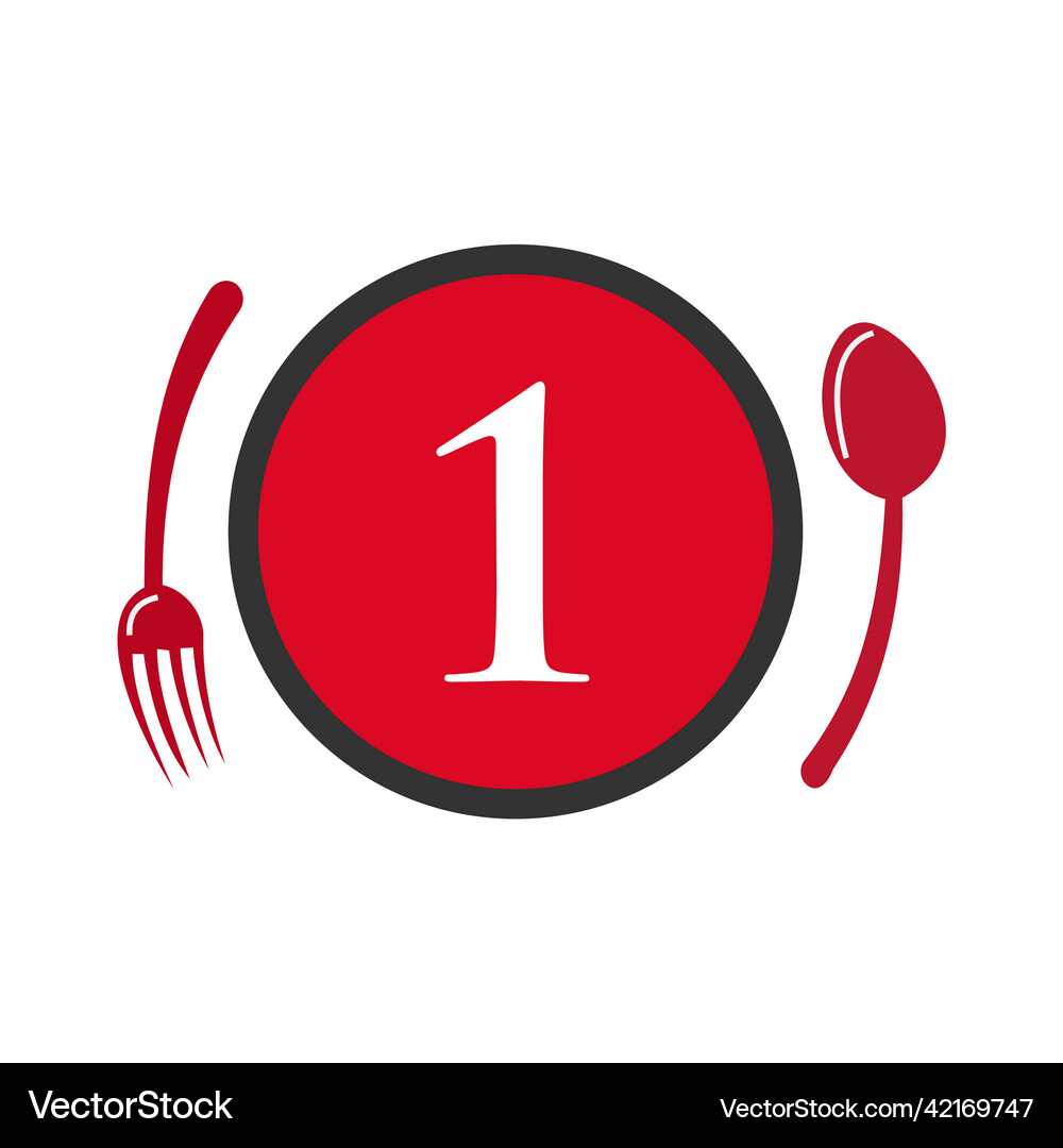 Letter 1 restaurant logo restaurant logotype Vector Image