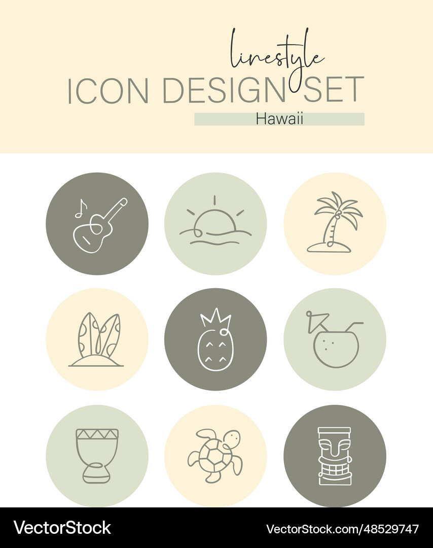 Linestyle icon design set hawaii Royalty Free Vector Image