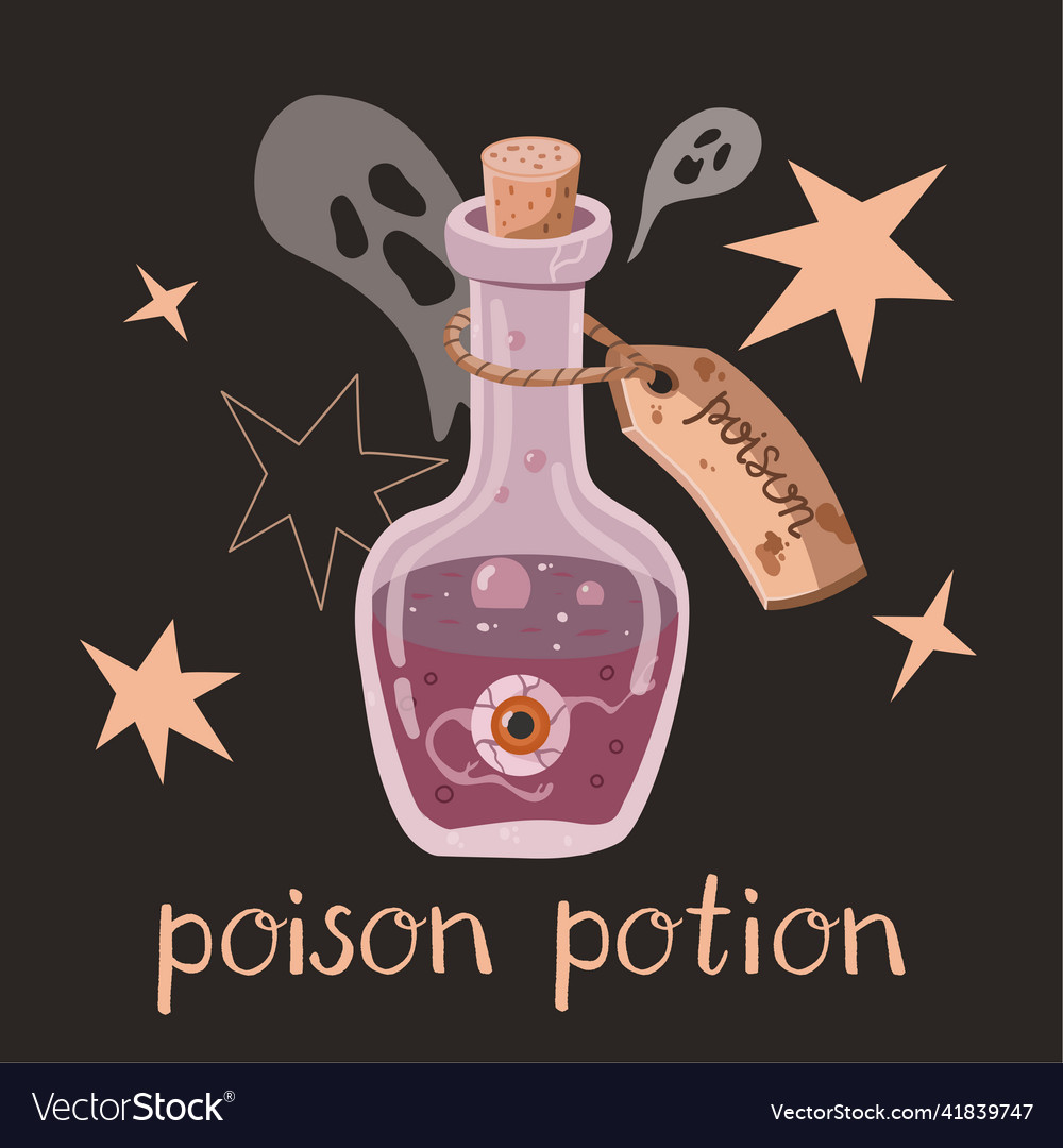 Poisonous witchy potion with an eye and spirits Vector Image