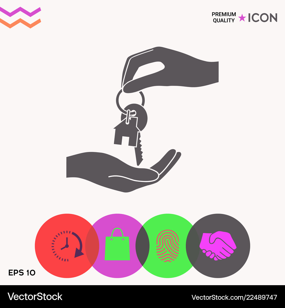 Receiving the key with keychain shaped like Vector Image