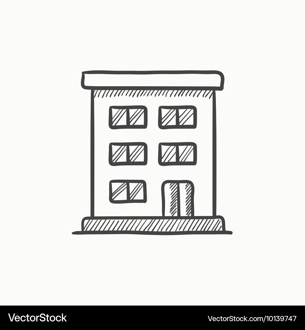 Residential building sketch icon Royalty Free Vector Image