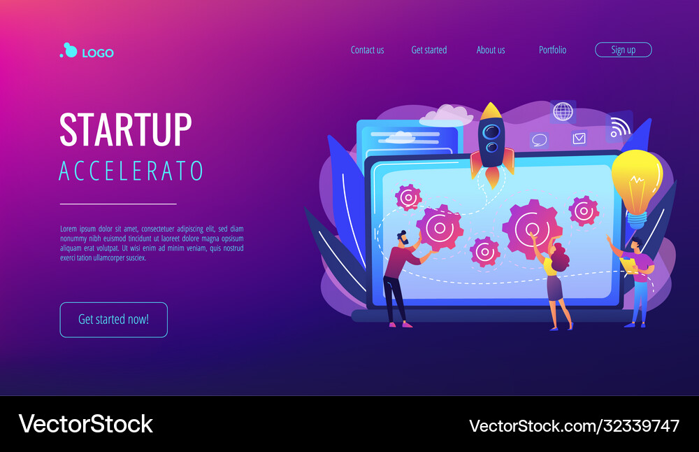 Startup accelerator concept landing page Vector Image
