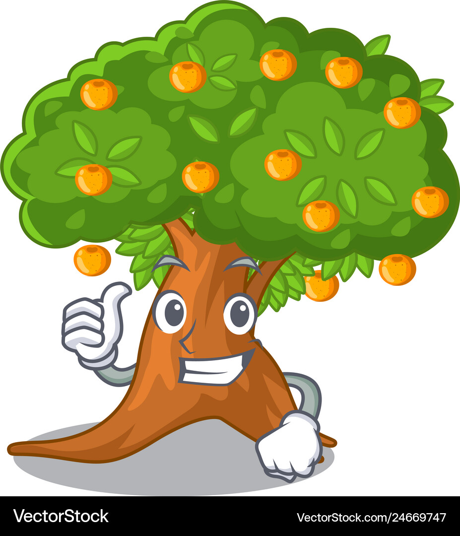 Thumbs up orange tree in the character shape Vector Image