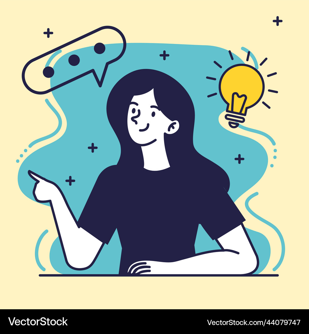 Young woman with bulb Royalty Free Vector Image