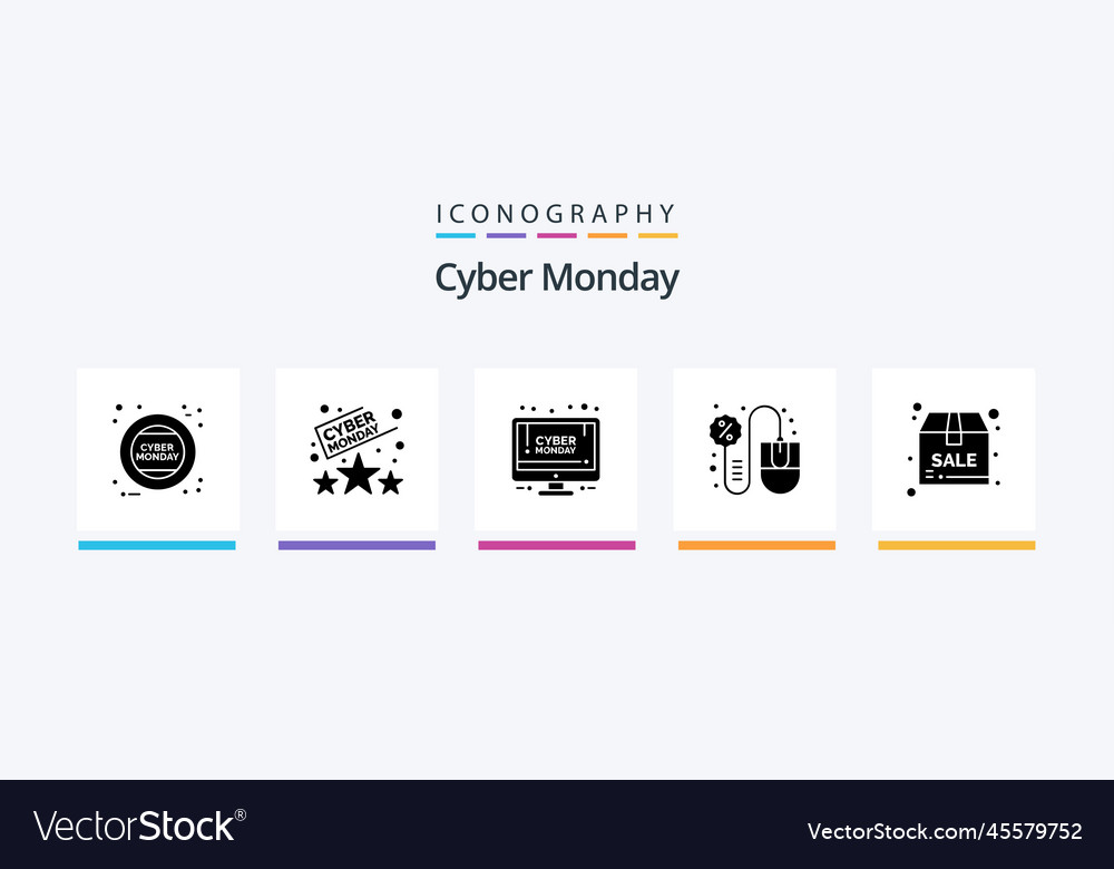 Cyber monday glyph 5 icon pack including package Vector Image
