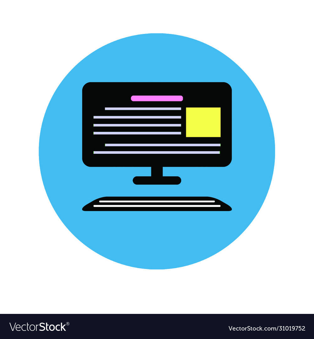 Desktop computer with keyboard icon Royalty Free Vector