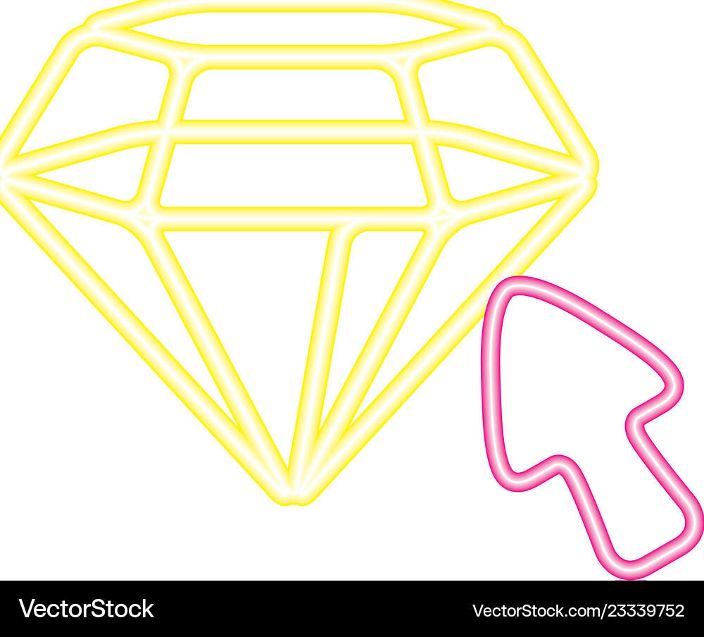 Diamond arrow neon video game Royalty Free Vector Image