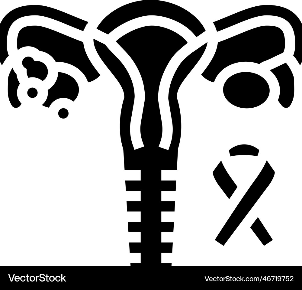 Endometrial cancer glyph icon Royalty Free Vector Image