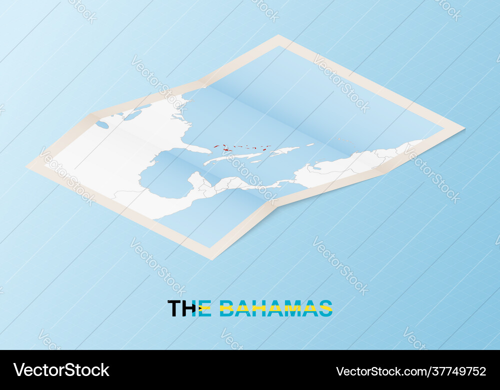 Folded paper map bahamas with neighboring Vector Image