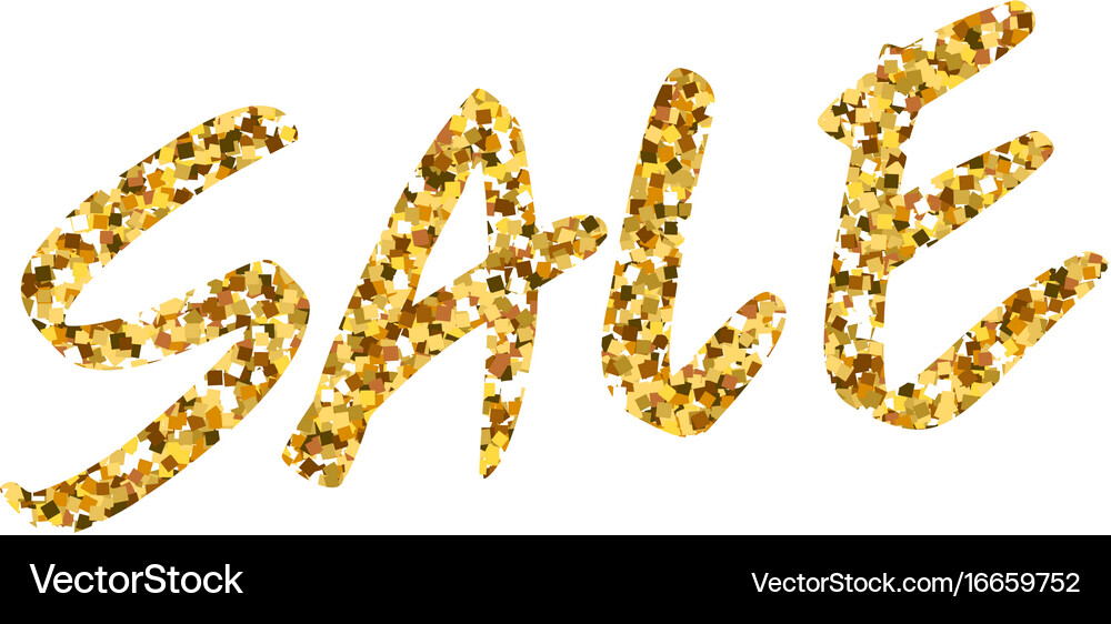 Gold glitter background with text sale template Vector Image