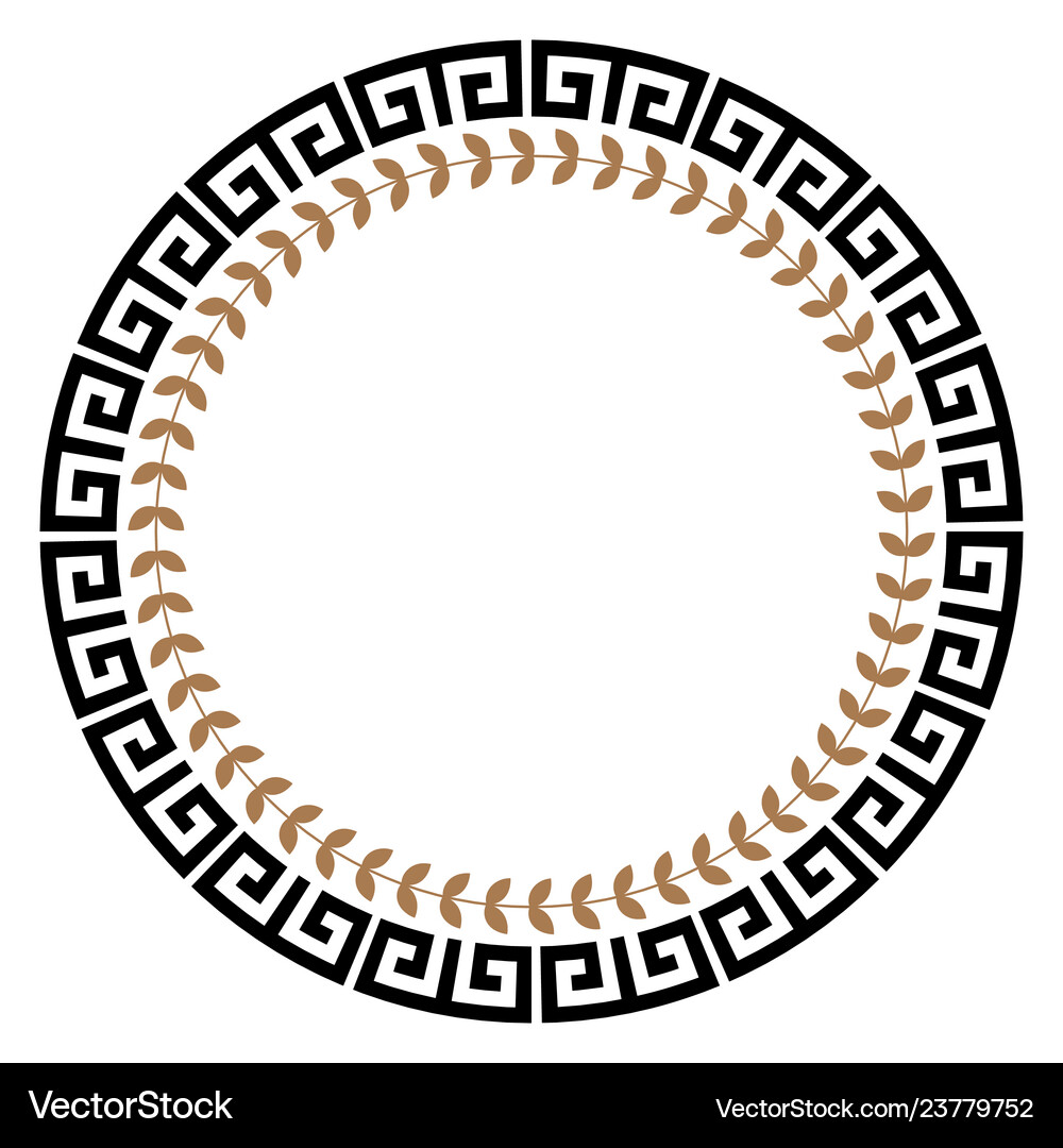 Greek key round frame typical egyptian assyrian Vector Image