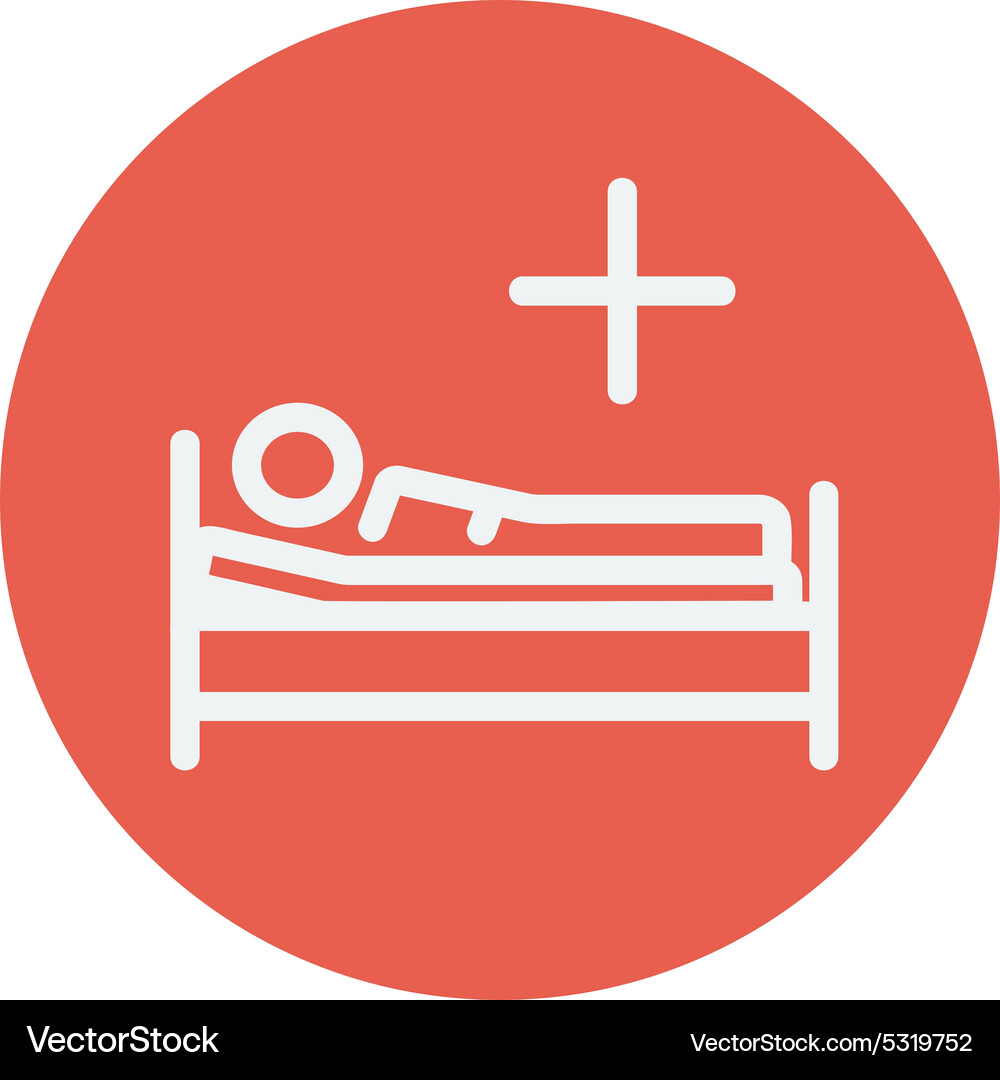 Medical bed with patient thin line icon Royalty Free Vector