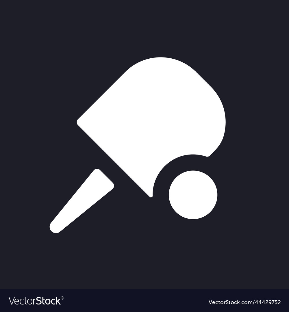 Ping pong dark mode glyph ui icon Royalty Free Vector Image