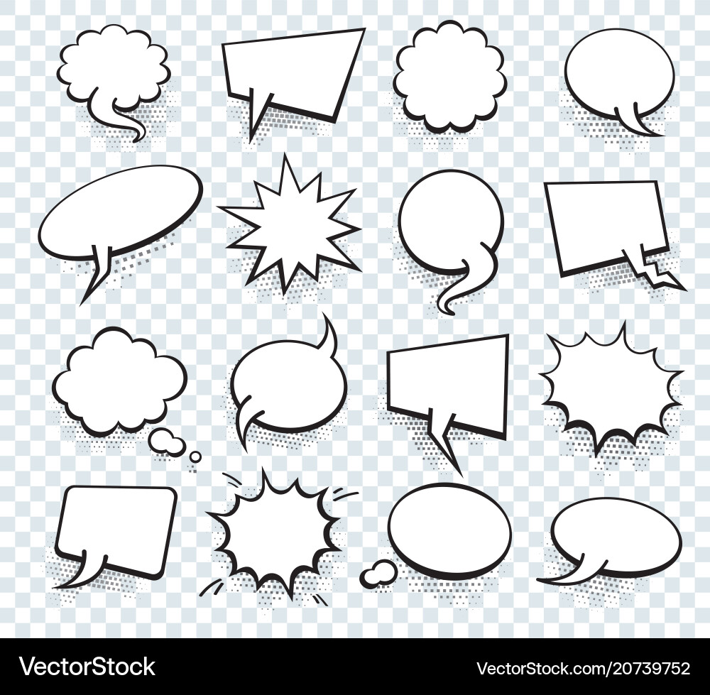 Set of blank template in pop art style comic text Vector Image