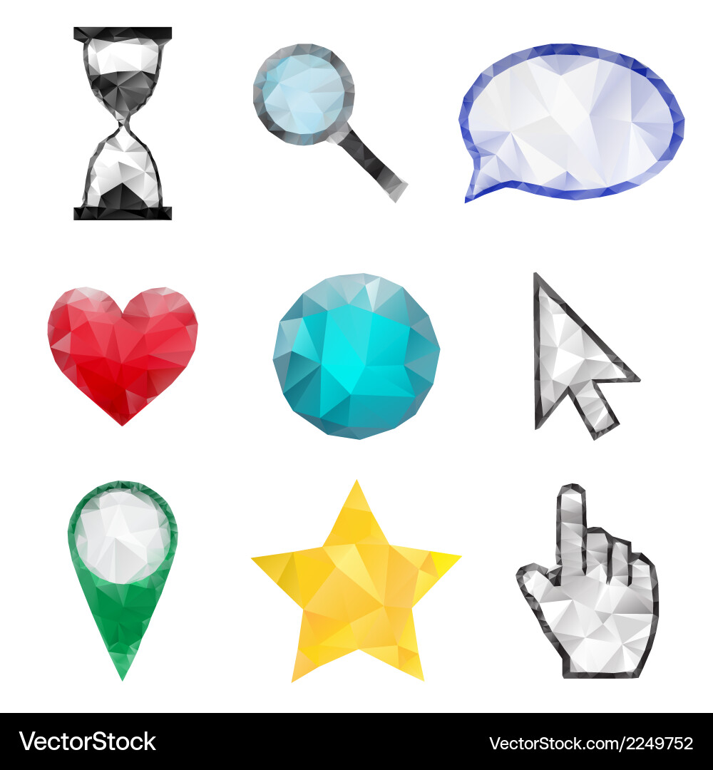 Set of polygonal icons Royalty Free Vector Image