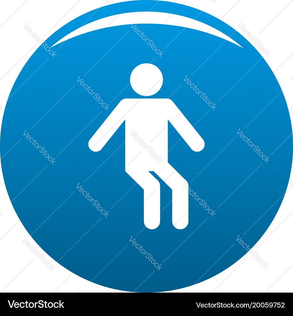 Stick figure stickman icon blue Royalty Free Vector Image