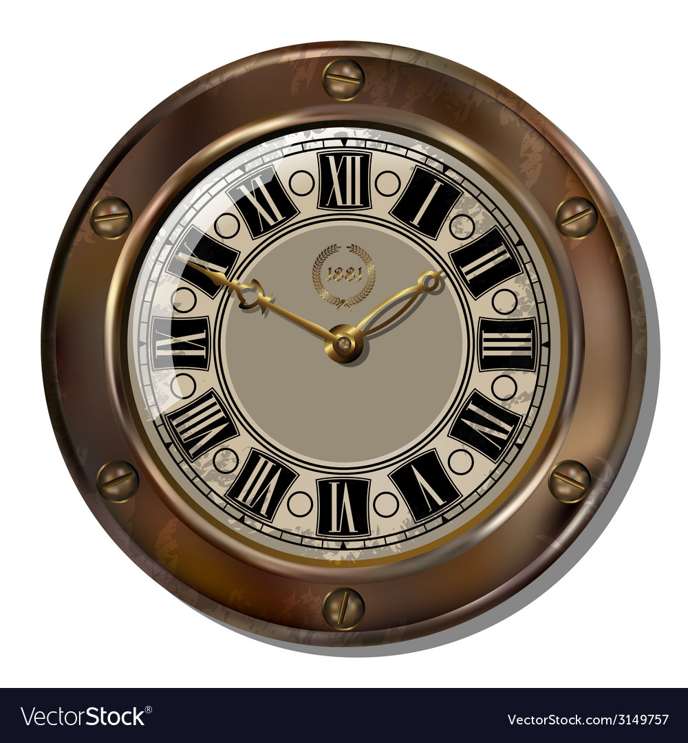 Ancient clock Royalty Free Vector Image - VectorStock