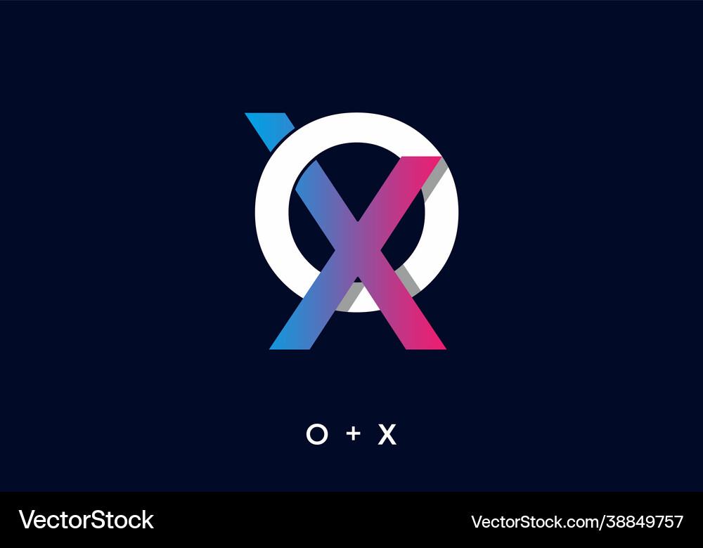 Blue and pink gradient color ox initial letter Vector Image