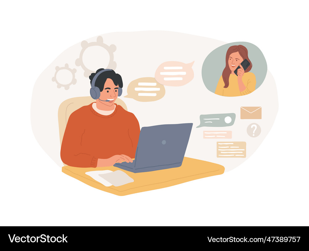 Contact center isolated concept Royalty Free Vector Image
