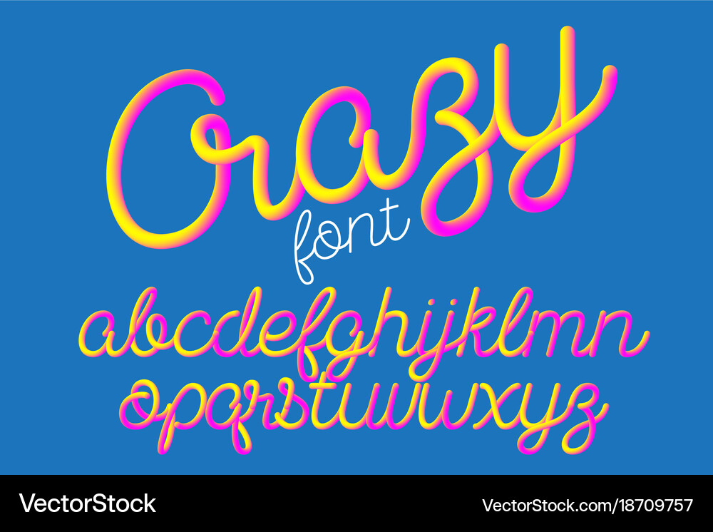 Crazy color 3d alphabet pipe font Royalty Free Vector Image