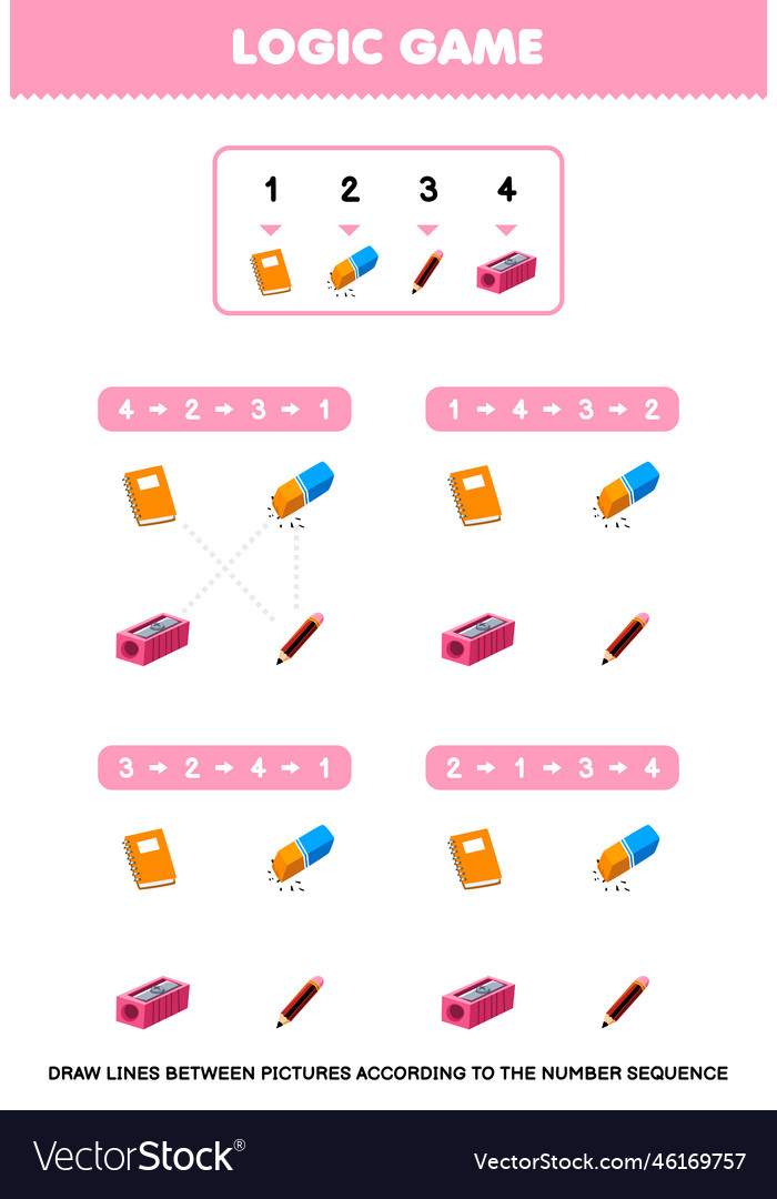 Education game for children draw lines according Vector Image