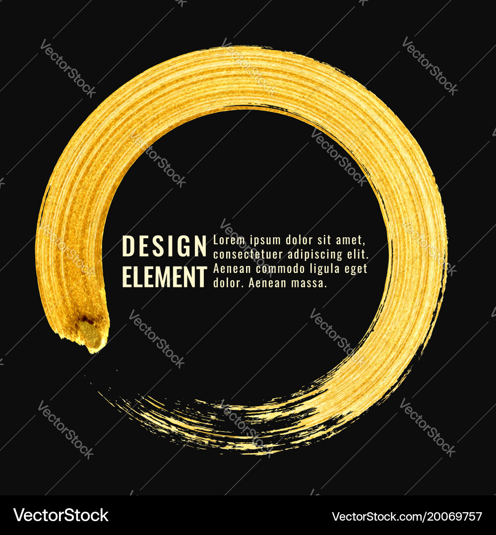 Gold hand drawn paint brush stroke isolated Vector Image