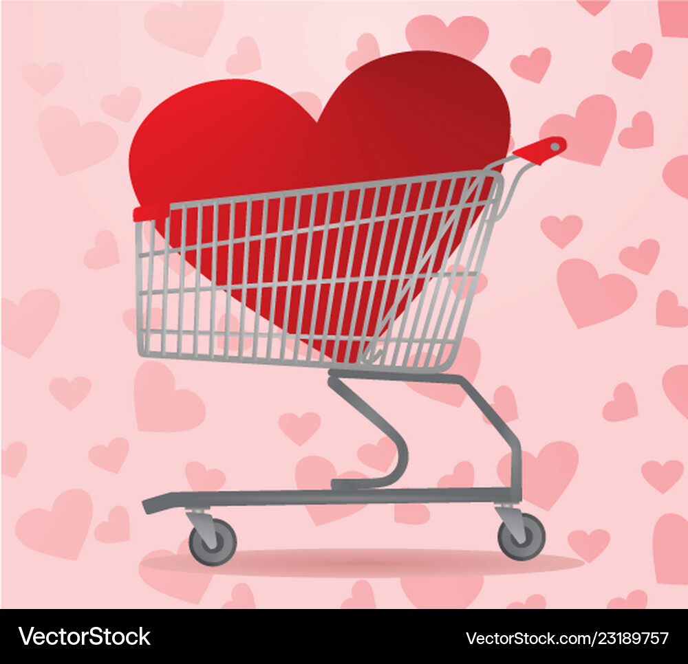 Heart inside shopping cart Royalty Free Vector Image