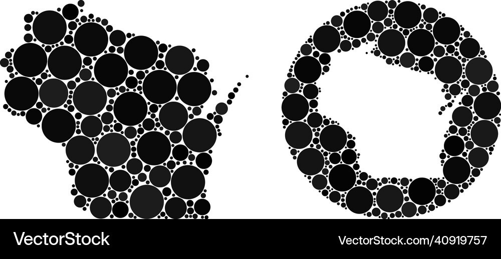Inverted and usual collage wisconsin state map Vector Image