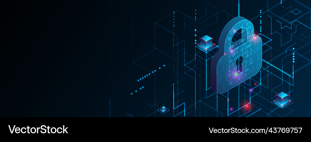 Isometric protection concept protect mechanism Vector Image