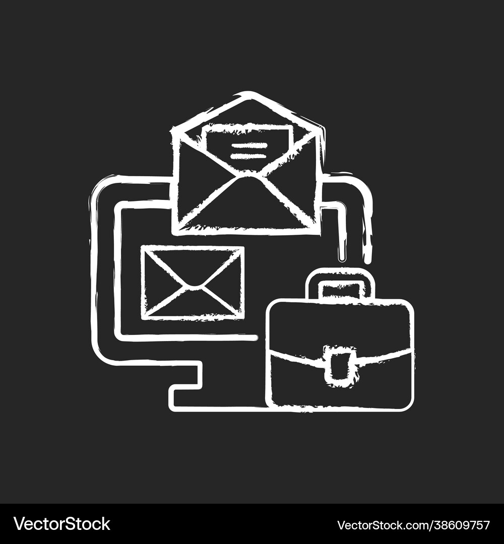 Online mail chalk white icon on dark background Vector Image