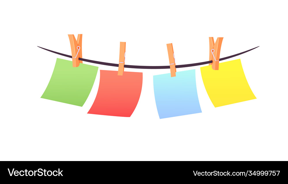 Set multicolored pieces paper hanging on Vector Image