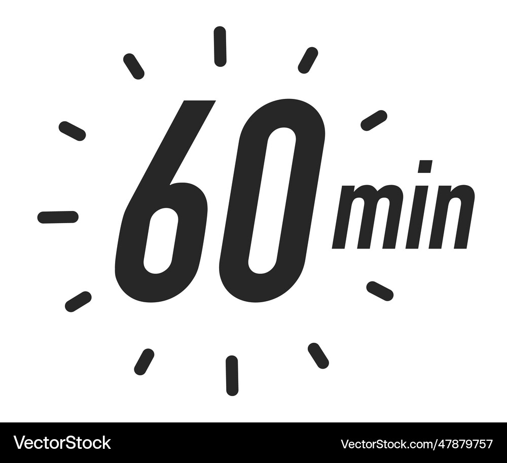 Timer icon 60 minutes black color Royalty Free Vector Image