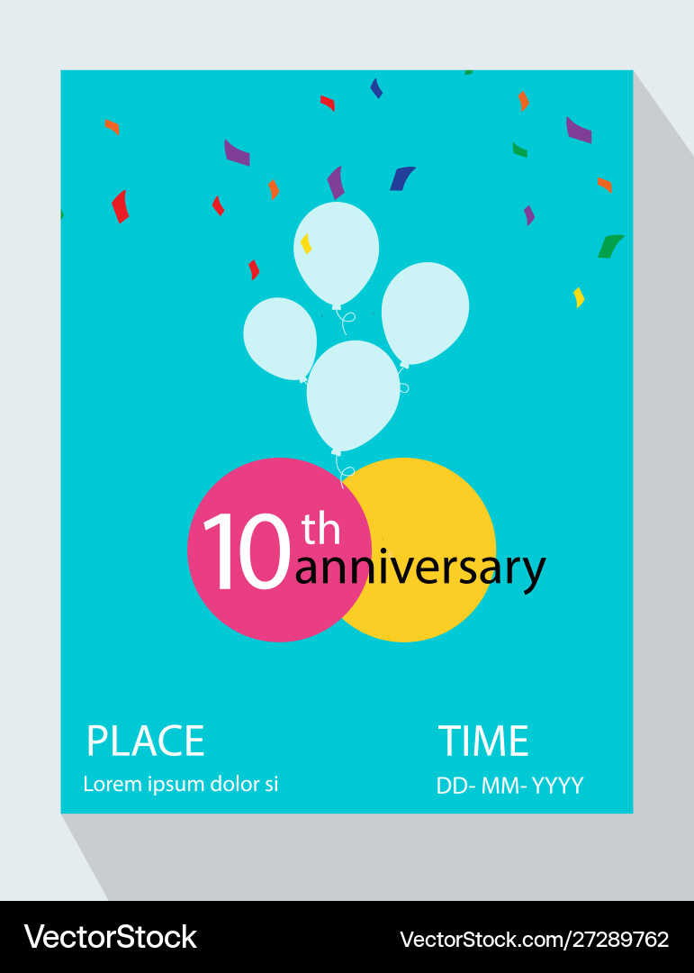 10th years anniversary invitation design Vector Image