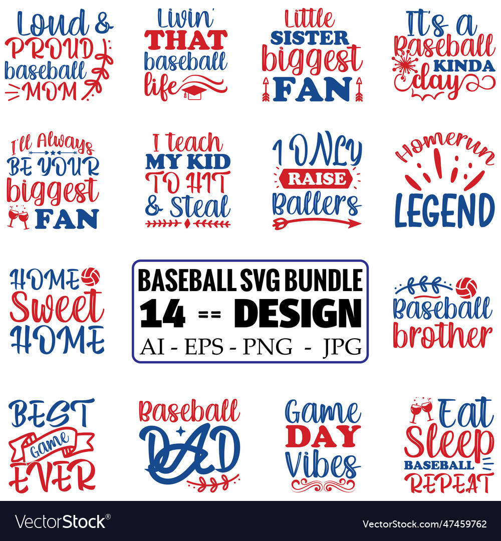 Baseball svg bundle Royalty Free Vector Image - VectorStock