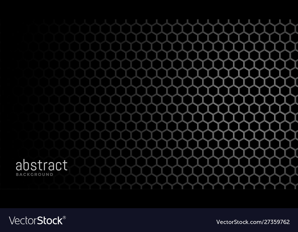 Black background with hexagonal mesh pattern Vector Image