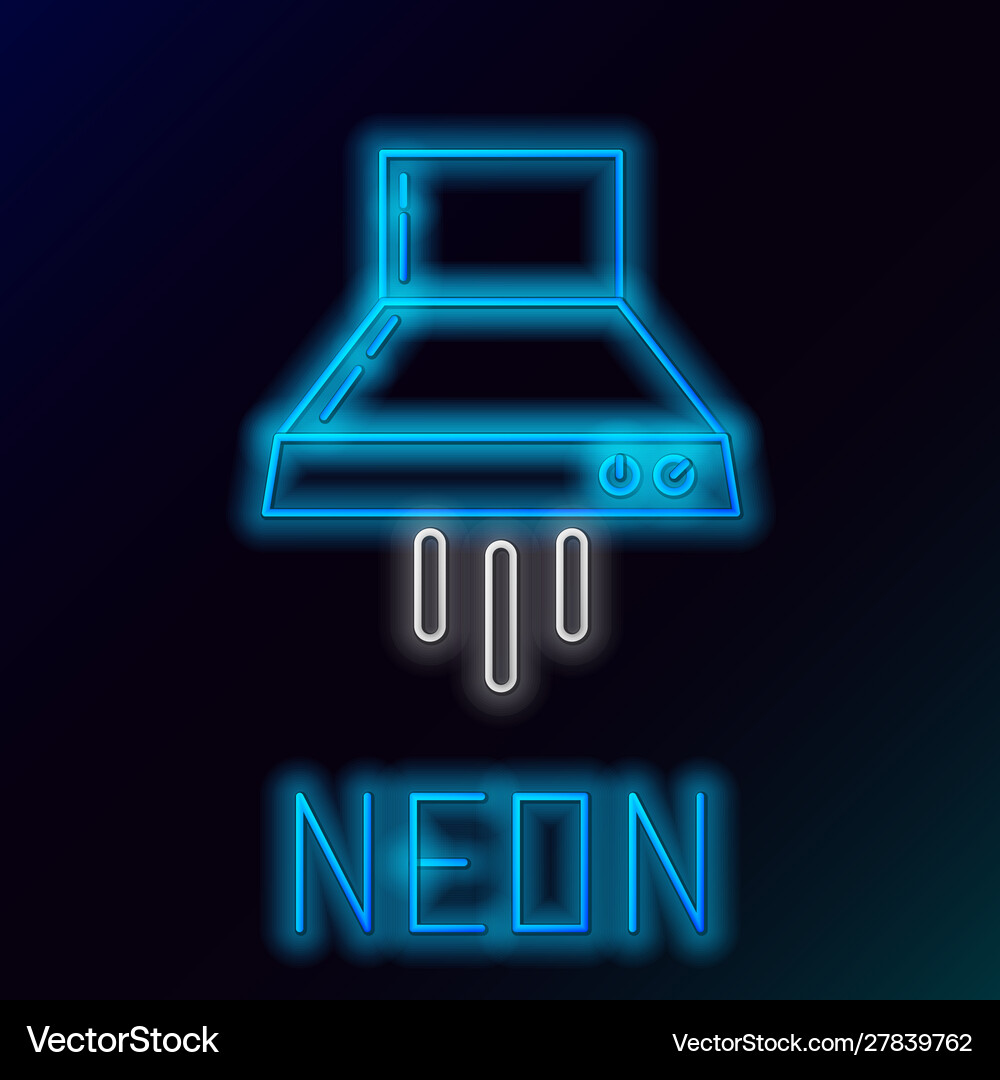 Blue glowing neon line kitchen extractor fan icon Vector Image