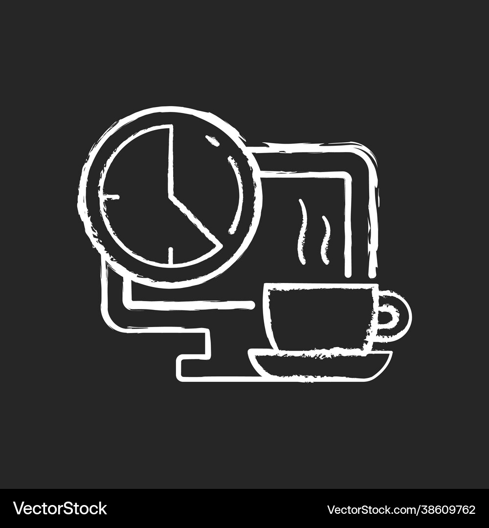 Breaks in work graphic chalk white icon on dark Vector Image