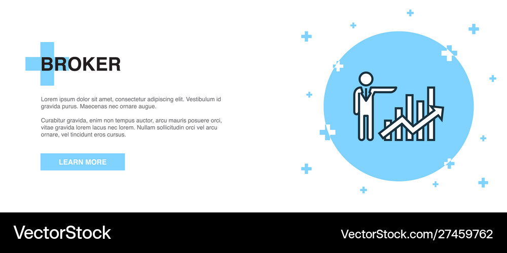 Broker icon banner outline template concept Vector Image